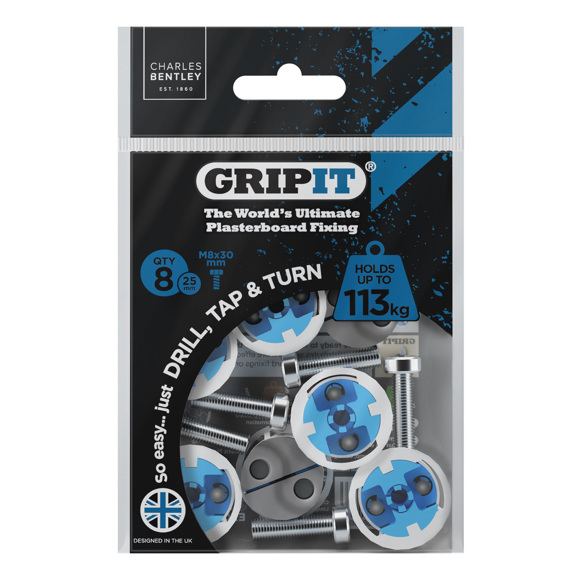 Gripit Plasterboard Fixing (Blue) - holds weights safely up to 113kg