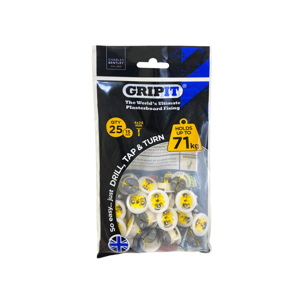 Gripit Plasterboard Anchor Fixing (Yellow) - holds weights up to 71kg