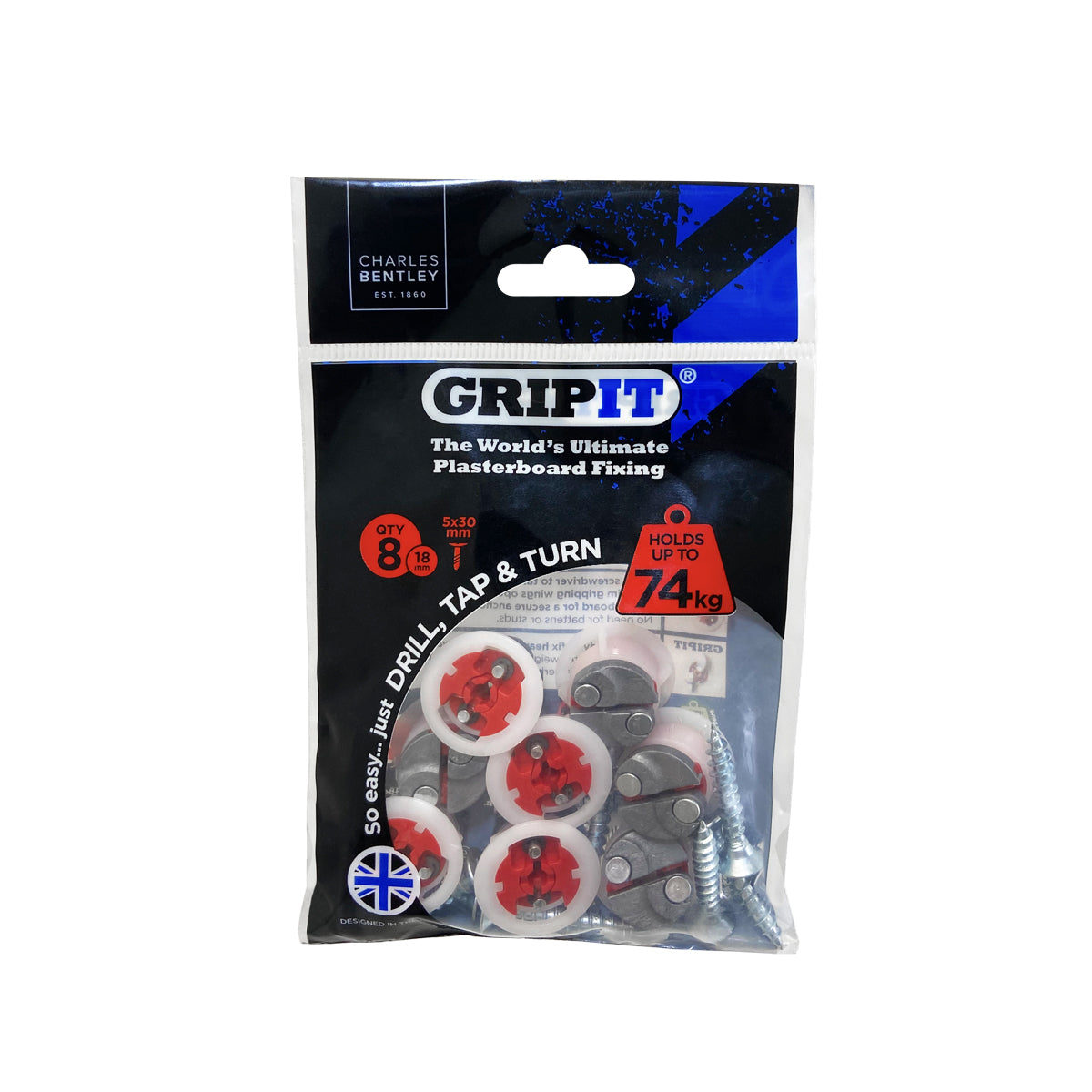 Gripit Plasterboard Fixing (Red) - holds weights safely up to 74kg