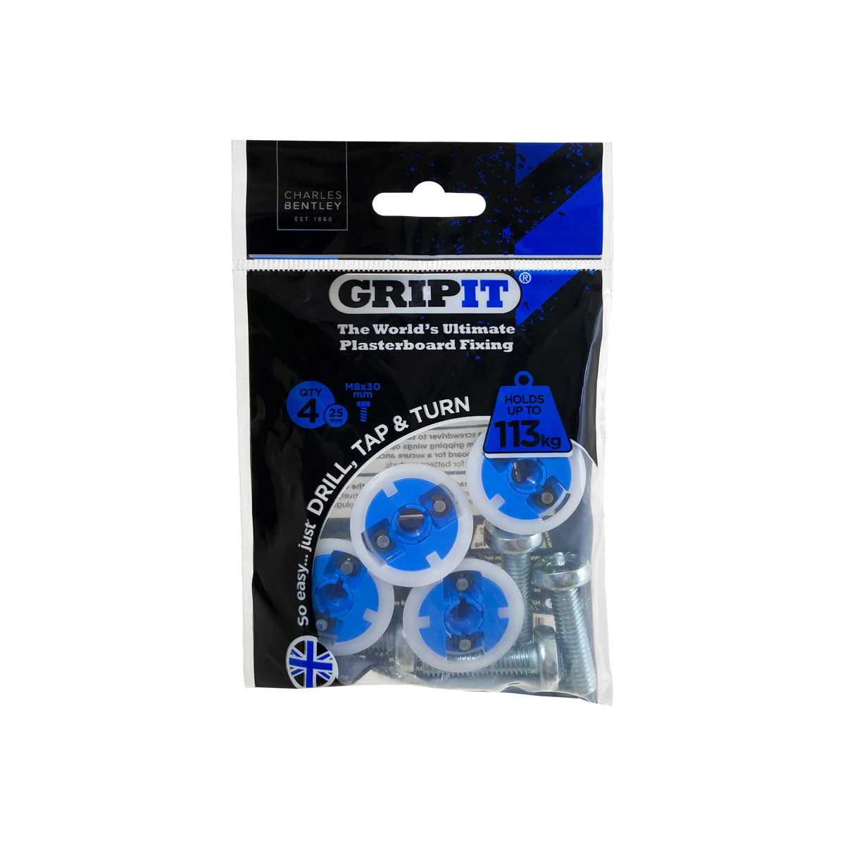 Gripit Plasterboard Fixing (Blue) - holds weights safely up to 113kg