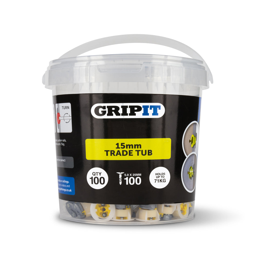 Gripit Plasterboard Anchor Fixing (Yellow) - holds weights up to 71kg